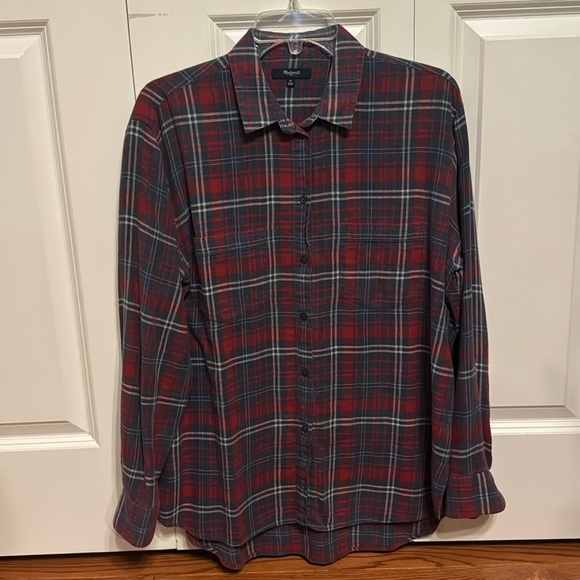 Madewell | Tops | Madewell Blue Red Plaid Flannel Classic Exboyfriend Buttonup | Poshmark